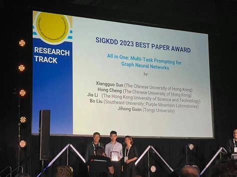 Prof Cheng Hong And Her Postdoc Fellow Dr Sun Xiangguo Won The Best Paper Award At Kdd2023