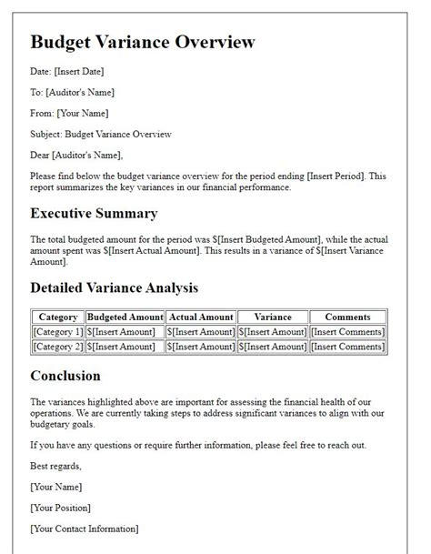 Letter Template For Budget Variance Explanation Free Samples In Pdf