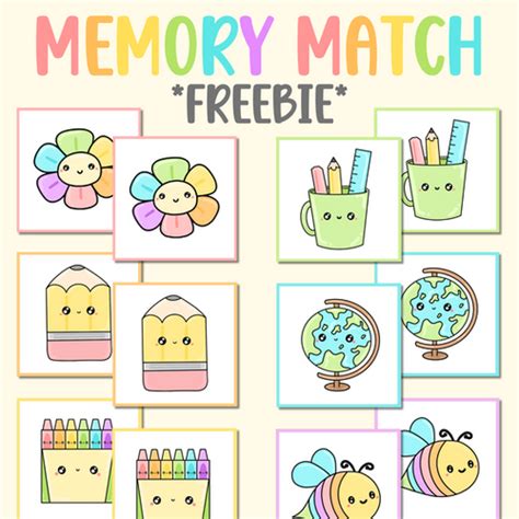 FREEBIE Memory Match Game Miss T Teachables
