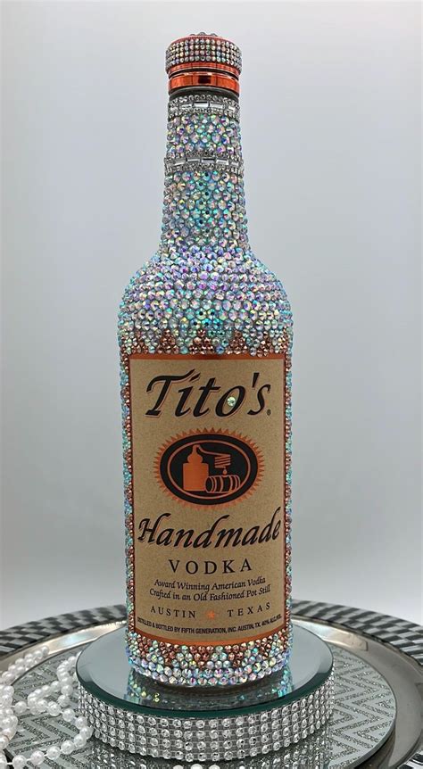 Bigger Size Bedazzled Glam Ab Rhinestones Tito Vodka 750 Ml Decanter