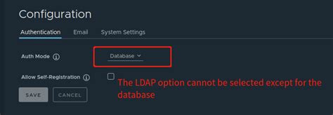 The Ldap Option Cannot Be Selected Except For The Database · Issue