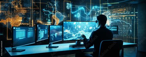 Computer Programmer Coding On Modern Computer With Ai Artificial Intelligence Digital