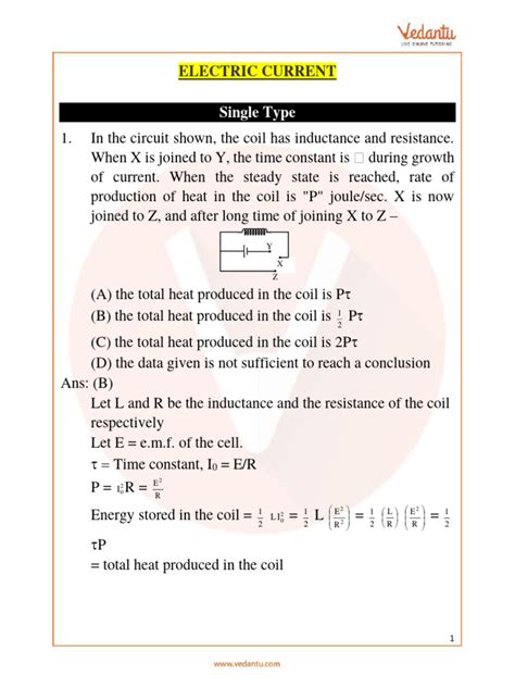 Jee Advanced Electric Current Important Questions Download Free Pdf Voltage Capacitor