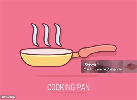 만화 스타일의 벡터 만화 프라이팬 아이콘 요리 팬 컨셉 일러스트 그림 그림 프라이팬 주방 장비 사업 스플래시 효과 개념 가정