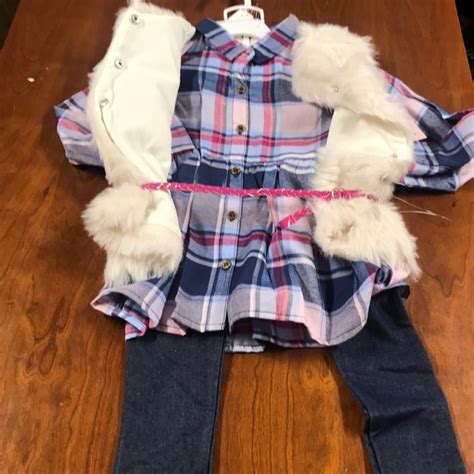 Little Lass Matching Sets Little Lass 3 Pc Fur Vest Outfit Set