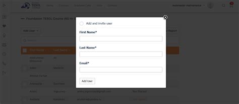 Add User Form Global Tesol College