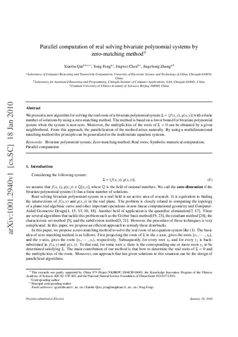 Pdf Parallel Computation Of Real Solving Bivariate Polynomial Systems