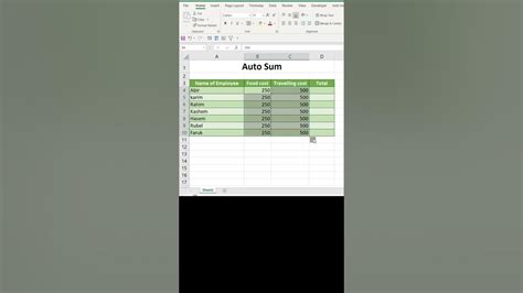 How To Use Auto Sum In Excel Excelshorts Exceltips Exceltipsandtricksviralshorts Viralvideo