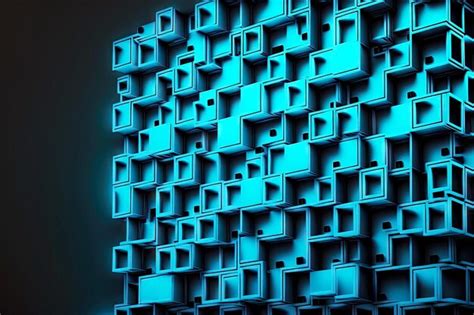Premium Photo Bright Blue Panel Of Illuminated Squares As 3d Render Abstract Geometric