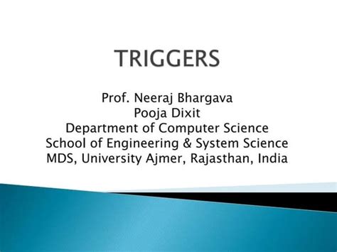 Triggers And Active Database