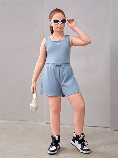 Shein Set Aus Top Und Shorts Für Tween Mädchen In Den Größen Für