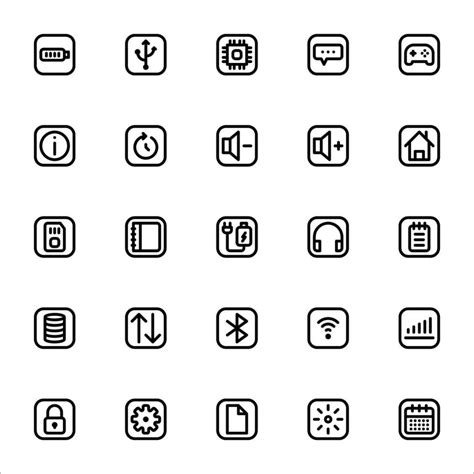 Interface Mobile Button Icon Set Line Icon Collection Containing