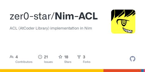GitHub Zer0 Star Nim ACL ACL AtCoder Library Implementation In Nim