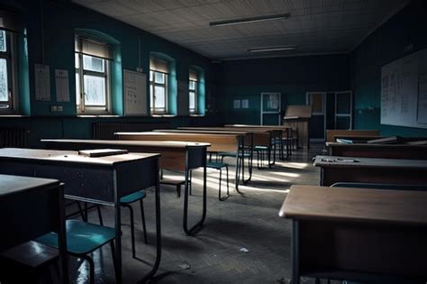 Premium Ai Image Close Up Of An Empty School Classroom
