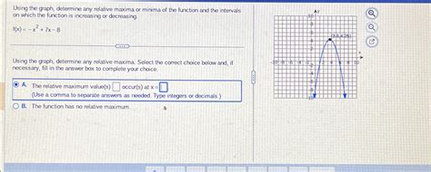 Solved Using The Graph Determine Any Relative Maxima Or