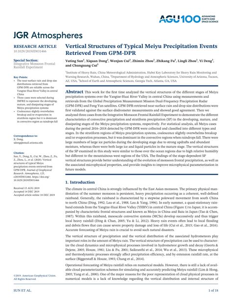 Pdf Vertical Structures Of Typical Meiyu Precipitation Events Retrieved From Gpm Dpr