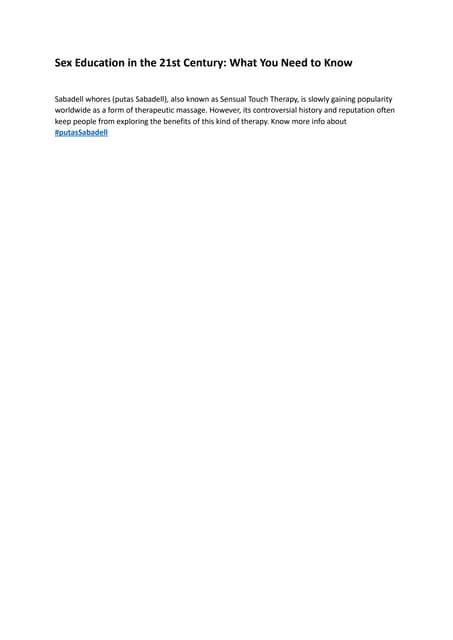 Sex Education In The 21st Centurydocx