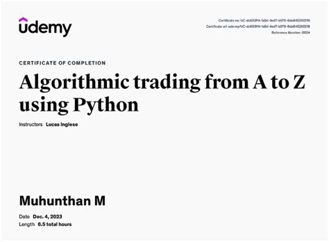 Completed Algorithmic Trading Course On Udemy Muhunthan M Posted On The Topic Linkedin