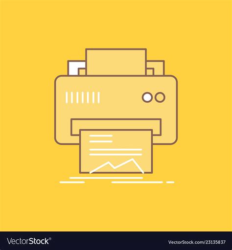 Digital Printer Printing Hardware Paper Flat Line Vector Image