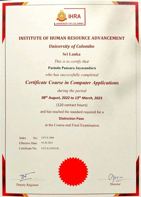 Computerapplication Universityofcolombo Distinction Uoc Pasindu