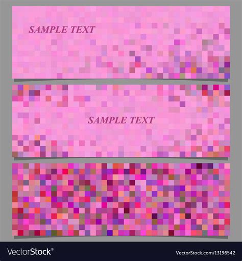 Abstract Pixel Square Mosaic Banner Design Set Vector Image