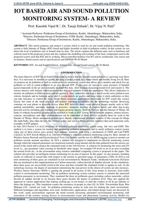 Pdf Iot Based Air And Sound Pollution Monitoring System A Review