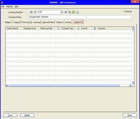 A R Options Allow Blank Comment Type Sage ERP Tips Tricks And Components
