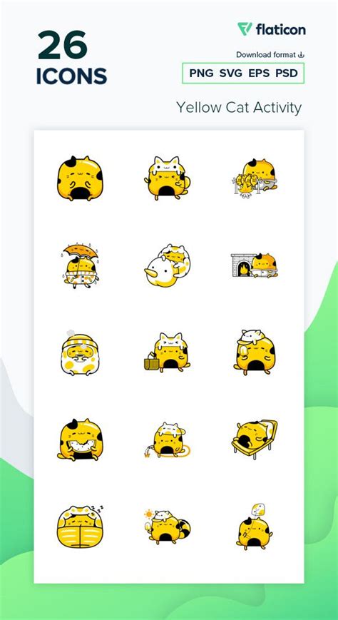 Pack Of Yellow Cat Activity Stickers In Svg Png Free Cat Stickers