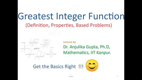 Functions7greatest Integer Functionpropertiesproblems Iit Jee Very Imp Maths11th 12