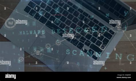 Image Of Malware Detected Text With Network And Data Processing Over