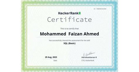 faizan ahmed on linkedin hackerrank skill certificate