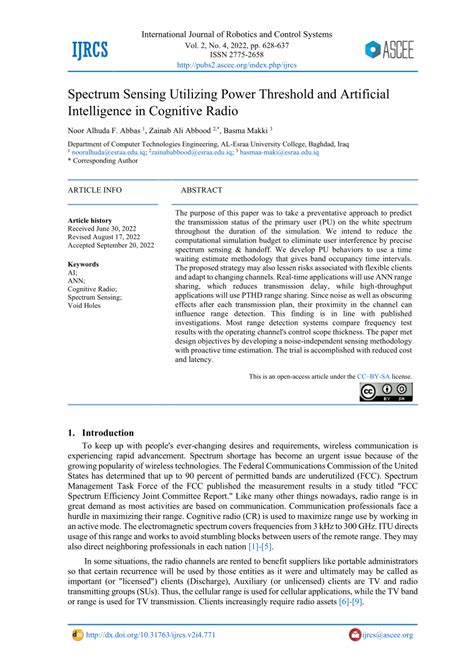 Pdf Spectrum Sensing Utilizing Power Threshold And Artificial Intelligence In Cognitive Radio