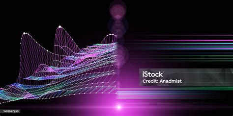 보드 가상 그래프 그리드 및 흐린 선이있는 추상적 인 배경 데이터 3d 그리드 알고리즘의 프리젠 테이션 빅 데이터 비즈니스 과학