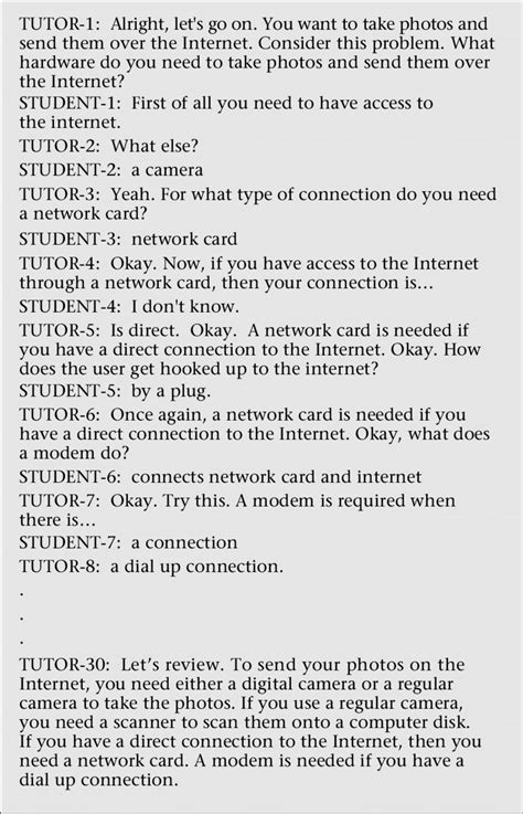 an example tutorial dialogue between autotutor and a learner