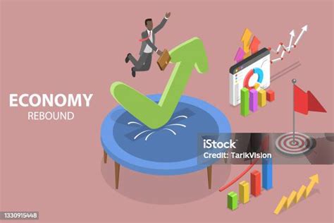 3d 이소메트릭 플랫 벡터 개념적 경제 반등 그림 경제에 대한 스톡 벡터 아트 및 기타 이미지 경제 등측투영법 리바운드 Istock