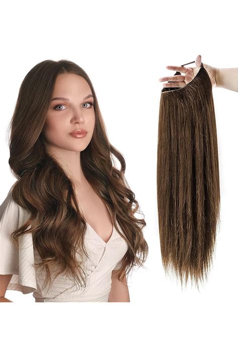 Full Shine U Part Human Hair Wig Light Brown Half Wig Human Hair