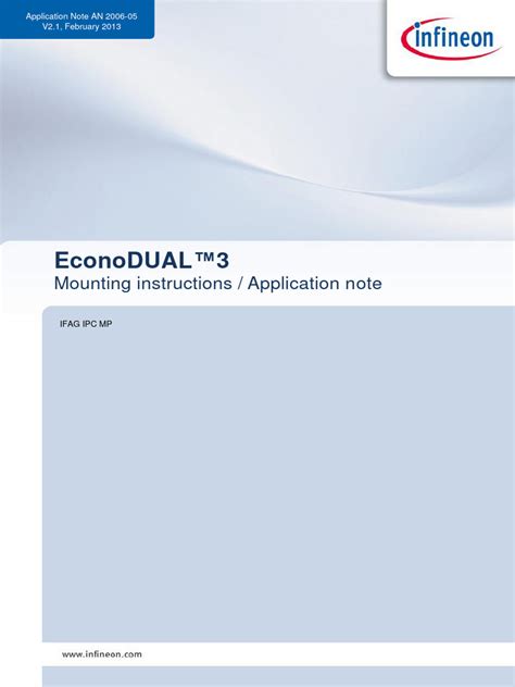 Infineon An2006 05 Mounting Instructions Econodual 3 Applicationnotes V02 01 En 1 Pdf
