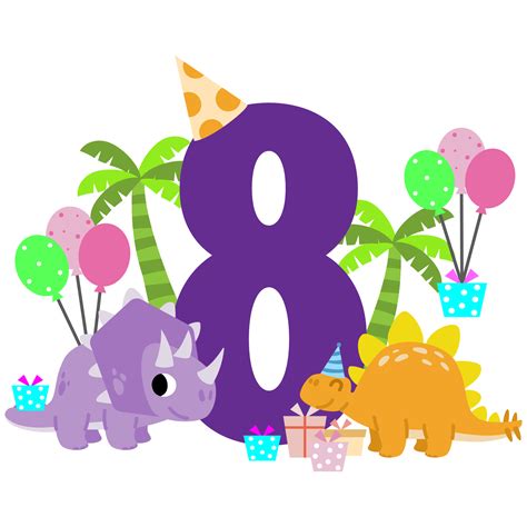 Happy Birthday Dinosaur Clipart Number Party Dino 26995225 Png