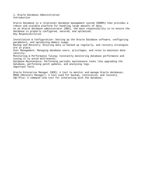 Oracle Database Administration Pdf