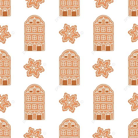 진저 크리스마스 원활한 패턴 하우스 쿠키 흰색 벡터 일러스트 레이 션에 고립 생강 빵 크리스마스 원활한 배경 일러스트 및