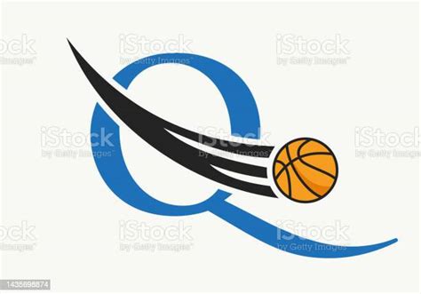 초기 편지 Q 농구 로고 개념 움직이는 농구 아이콘 농구 로고 타입 기호 벡터 템플릿 경기 스포츠에 대한 스톡 벡터 아트 및 기타 이미지 경기 스포츠 경쟁 공 스포츠
