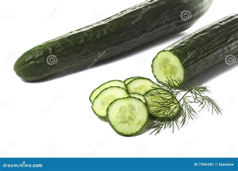 Whole And Chopped Cucumber Slices And Dill Stock Image Image Of Green Vegetable 7266381