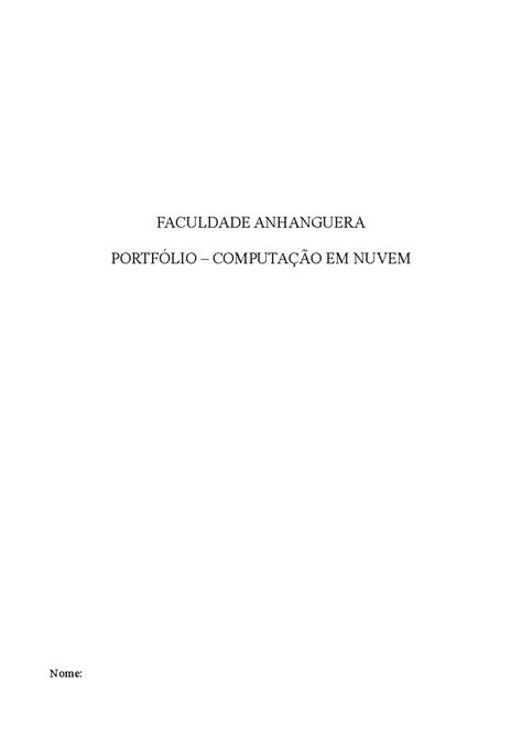 portfólio computação em nuvem faculdade anhanguera portfÓlio