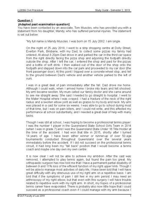 Civil Law Tut Qs All Tutorial Questions For Sem 2 2019 Including