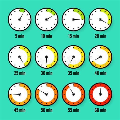 Stopwatch Icons Colorful Simple Chronometer Time Counter With Dial Stock Vector Illustration