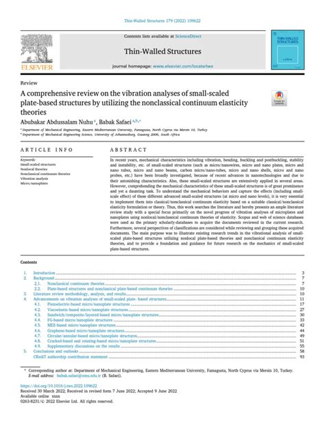 A Comprehensive Review On The Vibration Analyses Of Small Scaled Plate Based Structures By