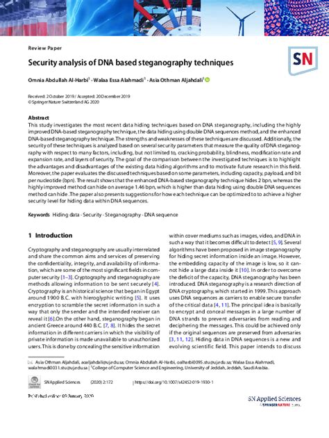 Pdf Security Analysis Of Dna Based Steganography Techniques