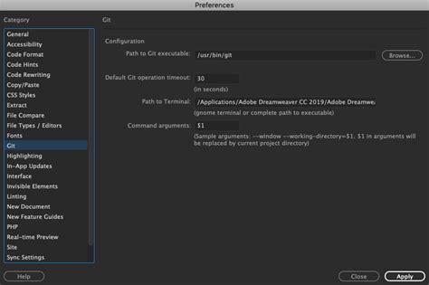 Github Enable Git Dreamweaver On Macos Stack Overflow