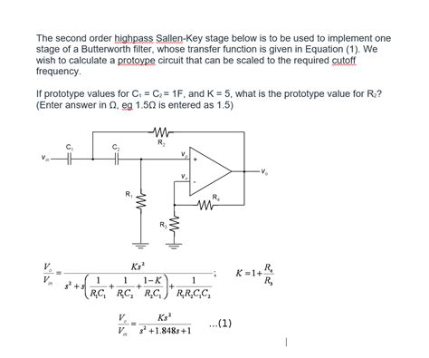the second order highpass sallen key stage below is
