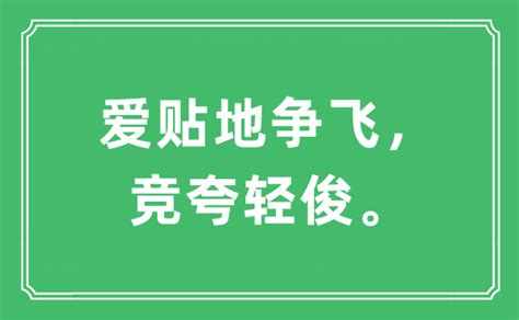 爱贴地争飞竞夸轻俊是什么意思 出处及原文翻译 学习力